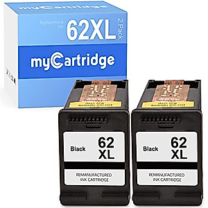 MYCARTRIDGE 62XL Black Remanufactured Ink Cartridge Replacement for HP 62 62XL (2-Pack) Use with OfficeJet 5740 8040 5741 Envy 7640 5660 5540 7645 OfficeJet 200 250