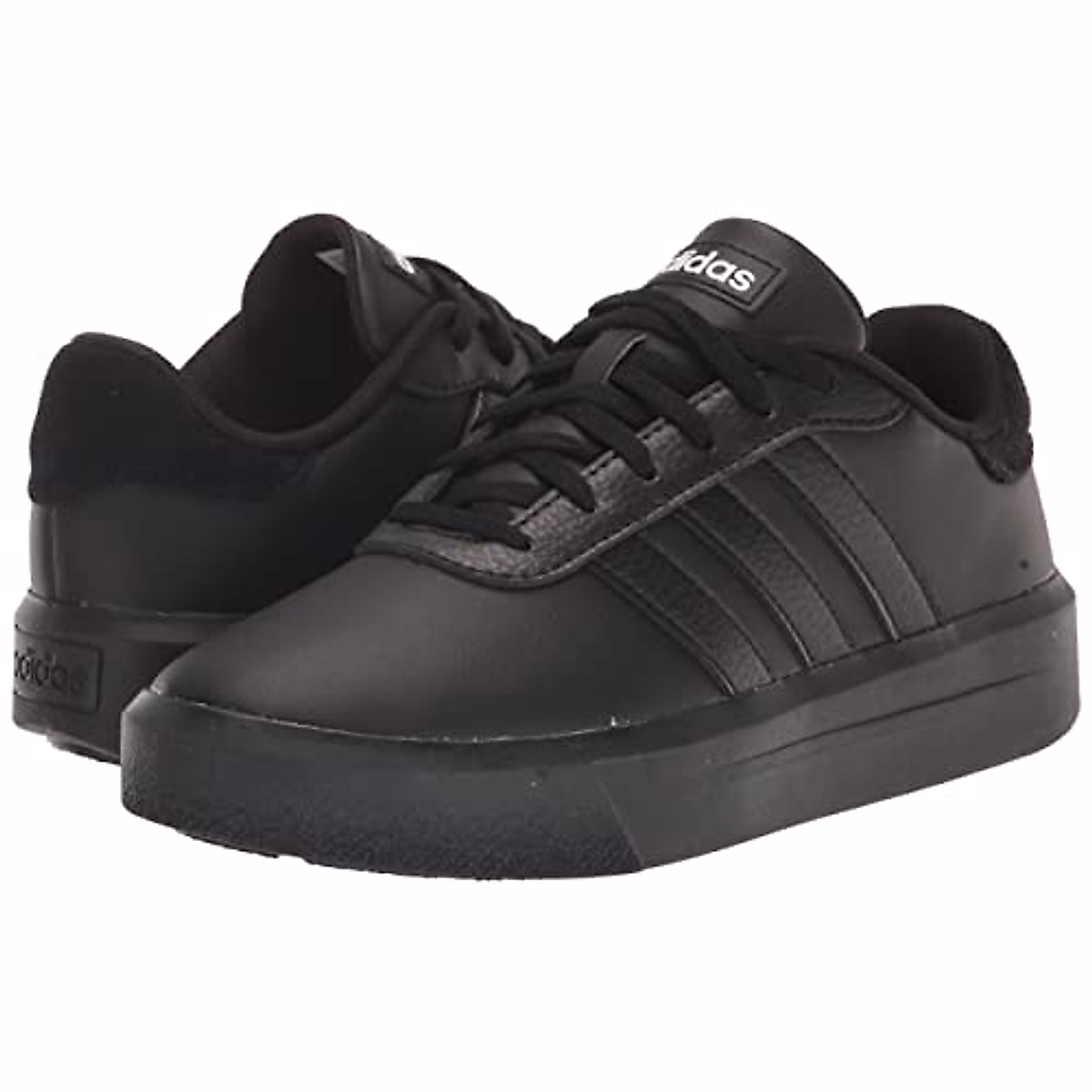 adidas Women's Court Platform Skate Shoe, Black/Black/White, 8.5