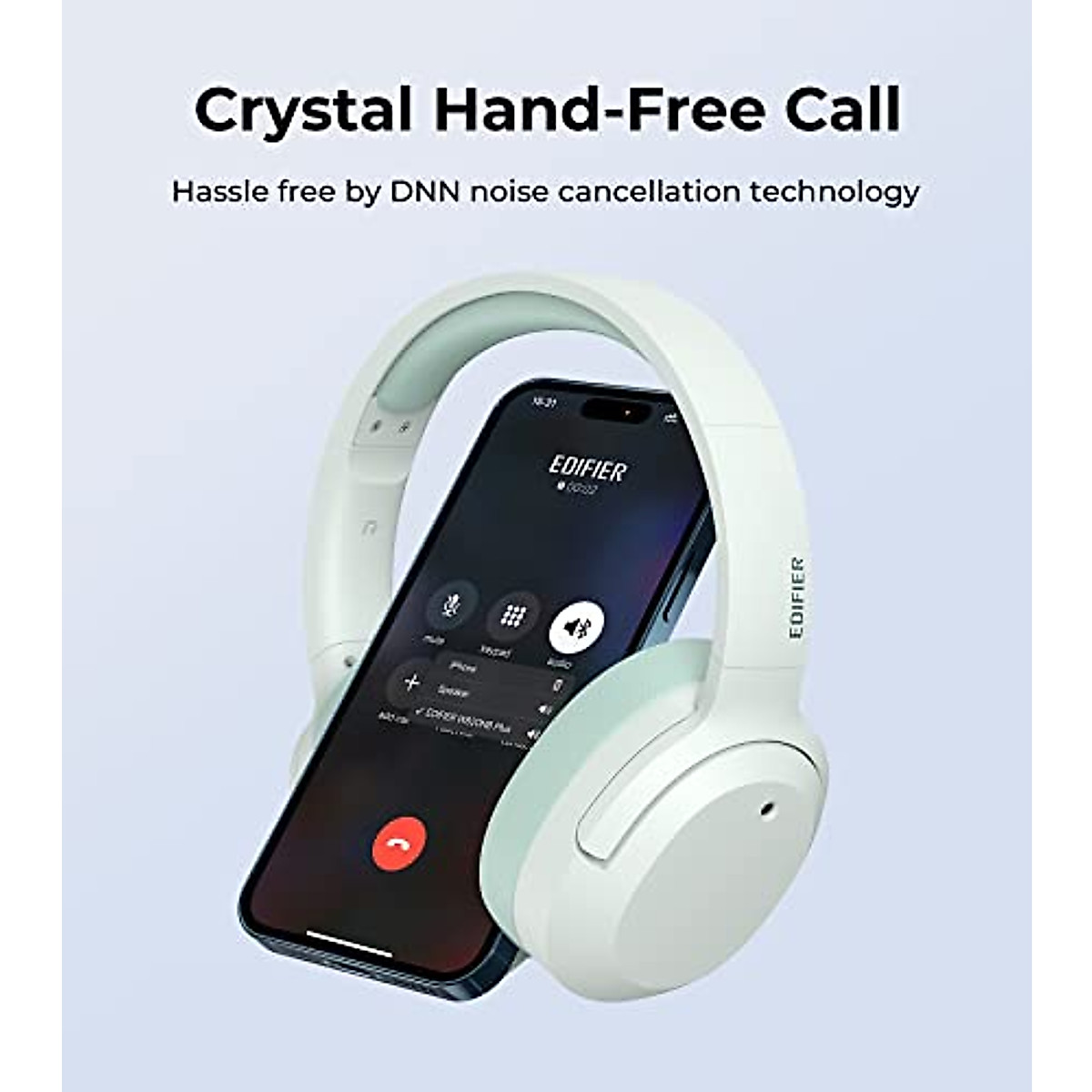 Edifier W820NB Plus Hybrid Active Noise Cancelling Headphones - LDAC Codec - Hi-Res Audio Wireless & Wired - Fast Charge - 49H Playtime - Over Ear Bluetooth V5.2 Headphones- Green