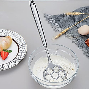 Dough Whisk, Sturdy Football Shape Full Stainless Steel Flat Whisks For Cooking And Baking, No Horking Hold in The Handle For Easy To Clean, Dishwasher Safe (Silver)