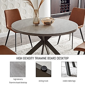 Zerifevni 47" Round Dining Table Set, Mid Century Modern Round Dining Table for 4-6 Person, Steel Legs, Leisure Coffee Table for Kitchen Dining Room, Save Space