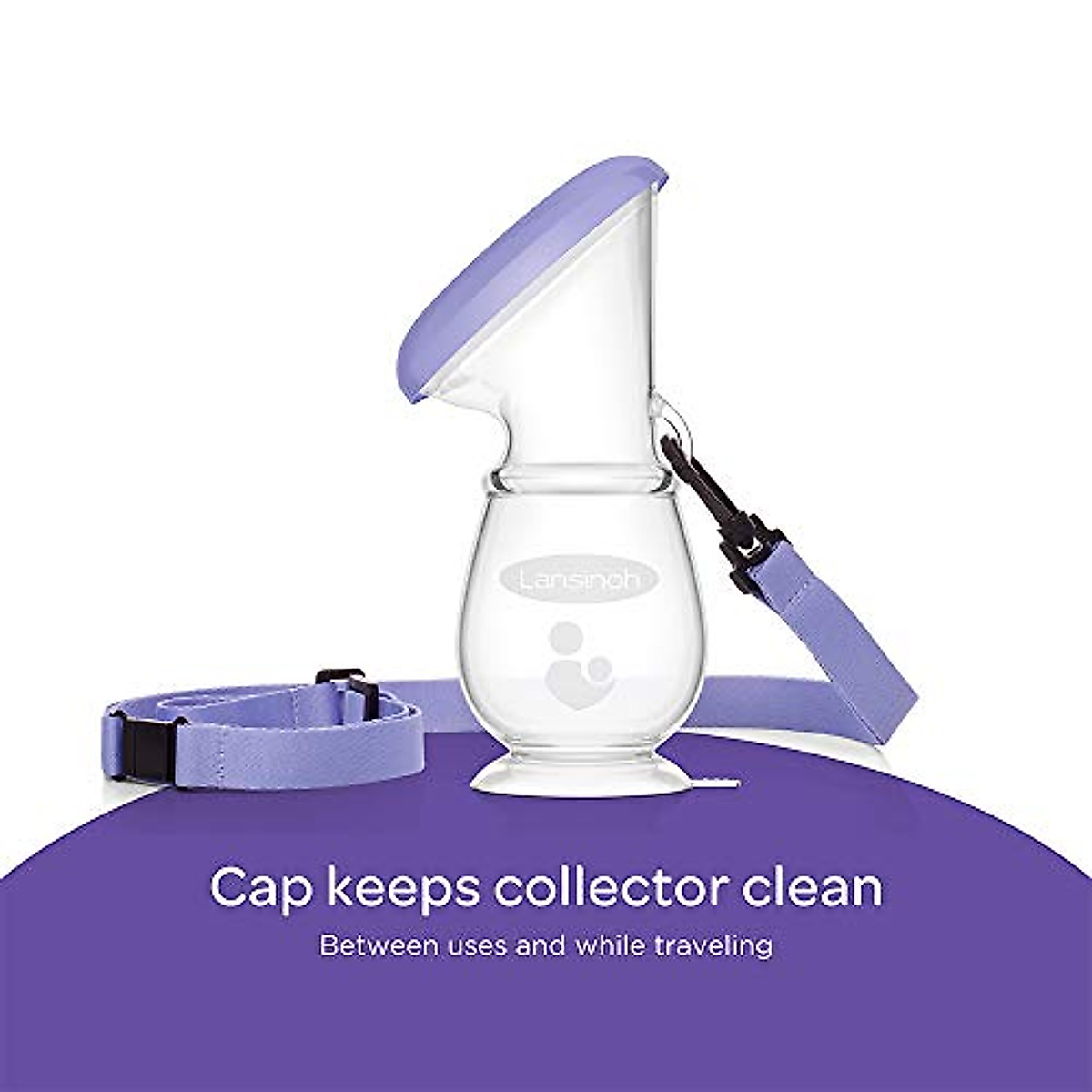 Lansinoh Breastmilk Collector Breastpump for Excess Breast Milk from Breastfeeding Mums BPA BPS Free 100% Silicone with Lid & Neck Strap, Transparent