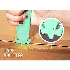 60-Pack Safety Box Cutter Knife of Recessed Concealed Stainless Steel Blade, Package Opener Plastic Cutter for Box, Carton, Shrink Wrap, Plastic Straps, 5colors