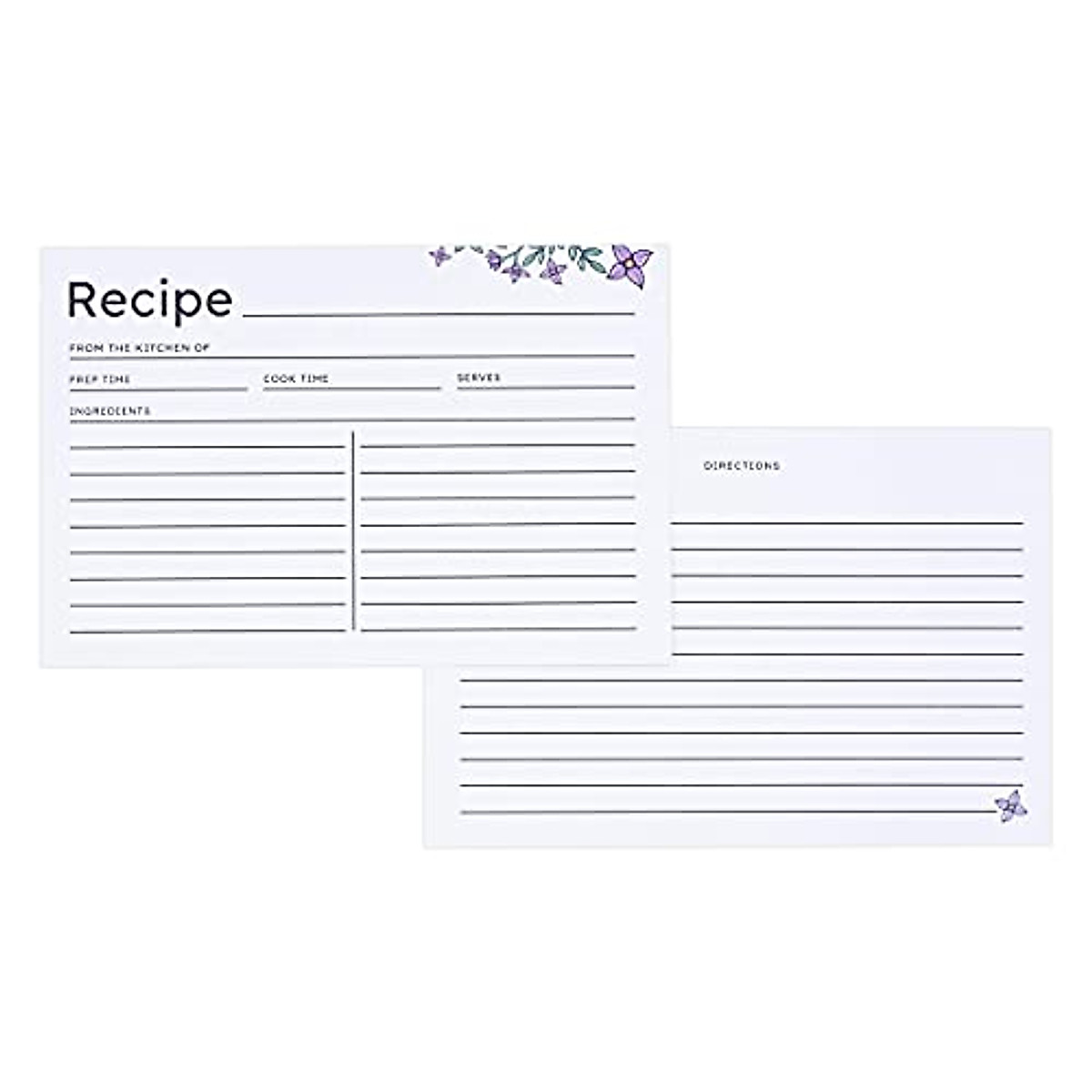 poiet Tin Recipe Box with Cards and Dividers, Includes 50 4x6 Recipe Cards, 16 Dividers (Wildflower)