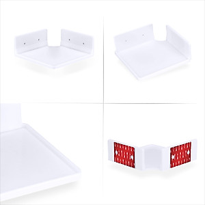 6.5" Corner Shelf Mount for Speakers, Cameras, Baby Monitors, Plants, Books Electronics, Collectibles & More, Adhesive & Screw in Floating Shelves (White) by Brainwavz