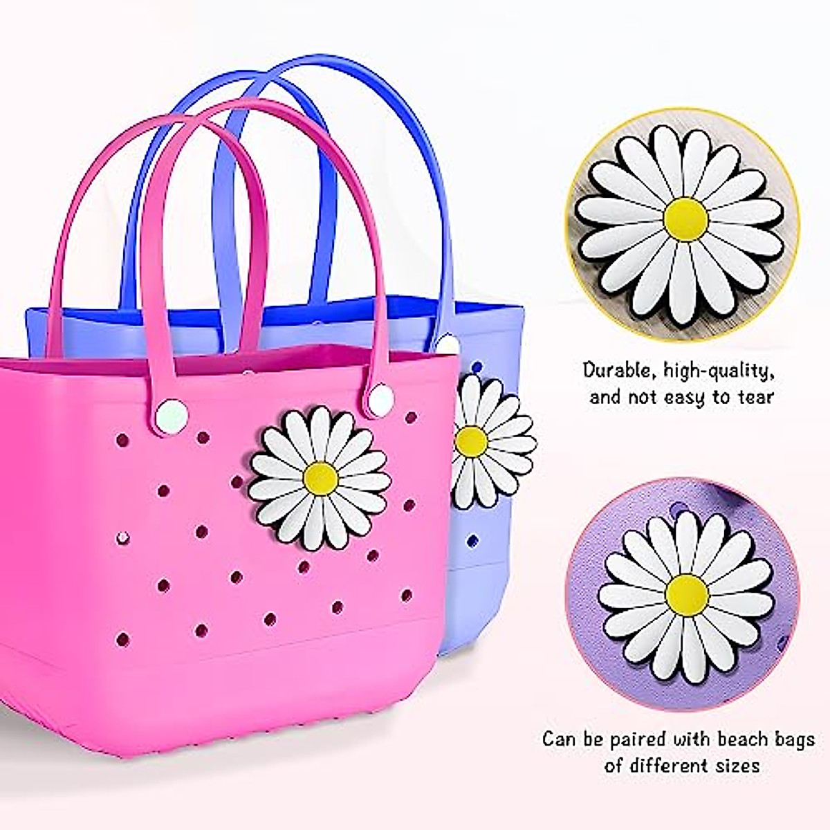 SHIYIXING Flower Charms for Bogg Bag, Bogg Bag Charms Accessories,Decorative Charm for Beach Tote Bag Rubber Beach Bag