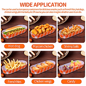 300Pcs Hot Dog Trays, 6'' Paper Food Trays Eco Friendly, Rectangular White Fluted Hot Dog Tray, Disposable Food Tray for Sandwiches and Hamburgers Hot Dog Cart Accessories