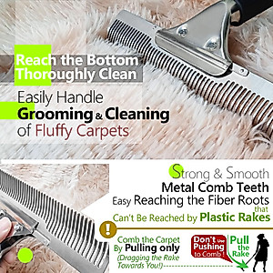 Carpet Rake - Carpet Rake for Pet Hair Removal - Carpet Brush Carpet Broom for Fluffy Rug - Carpet Hair Removal Tool, Pet Hair Carpet Rake, Rug Rake for Carpets for Pet Hair Rake for Carpet Cleaning