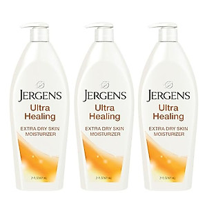 Jergens Ultra Healing Dry Skin Lotion, Hand and Body Moisturizer for Quick Absorption into Extra Dry Skin with Hydralucence Blend, Vitamins C, E and B5, White, 21 oz, Pack of 3