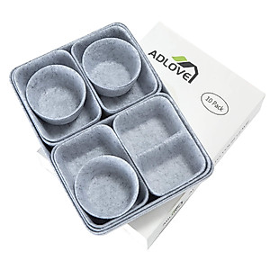 Vdealen Desk Drawer Organizer, 10 Pack Felt Drawer Organizer Trays Home & Office Felt Drawers Dividers Storage for Office Supplies Makeup Jewelry Ect