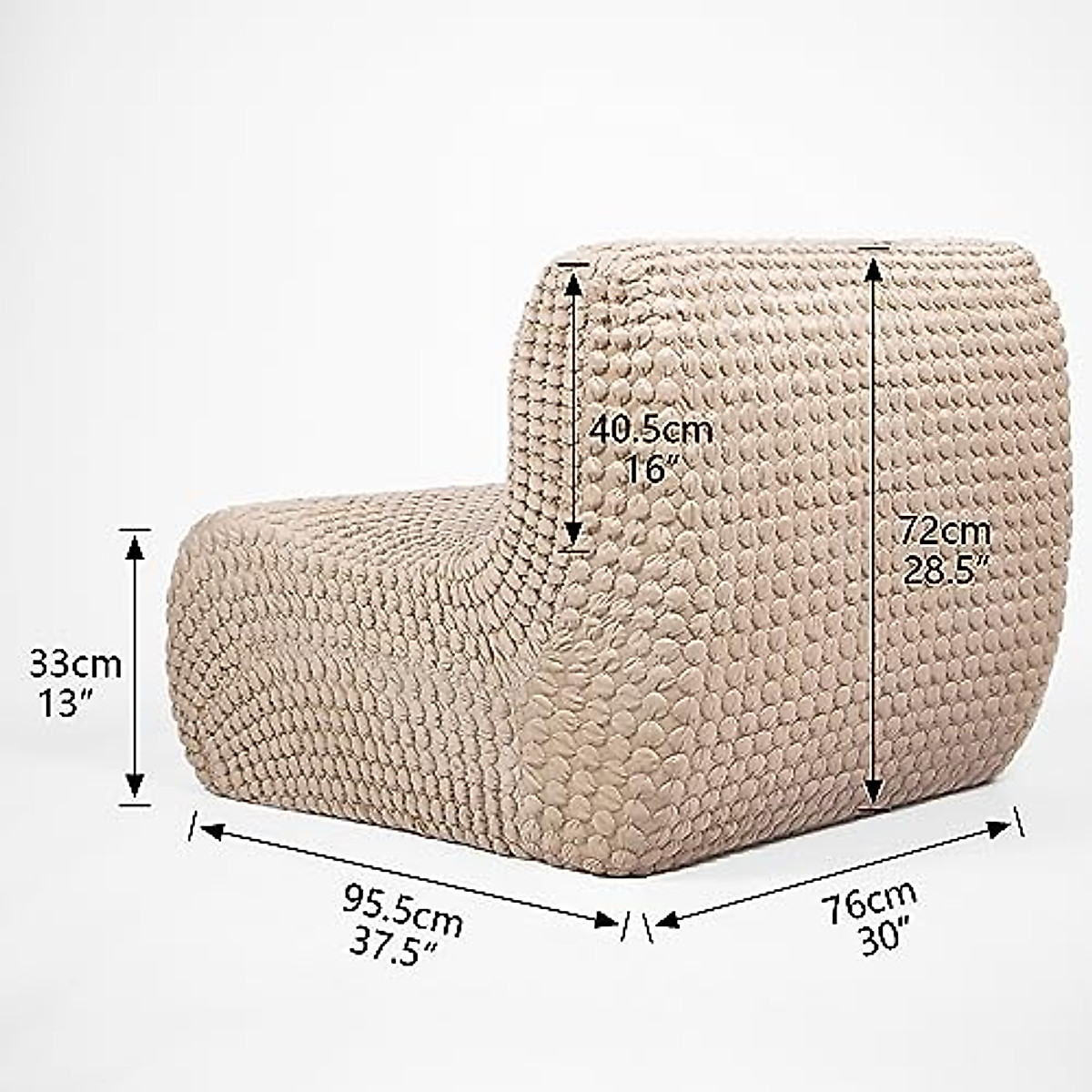 N&V Single Seated Foam Sofa, Armless Floor Sofa, One Piece High Density Foam, Removable and Machine Washable Cover, Champagne