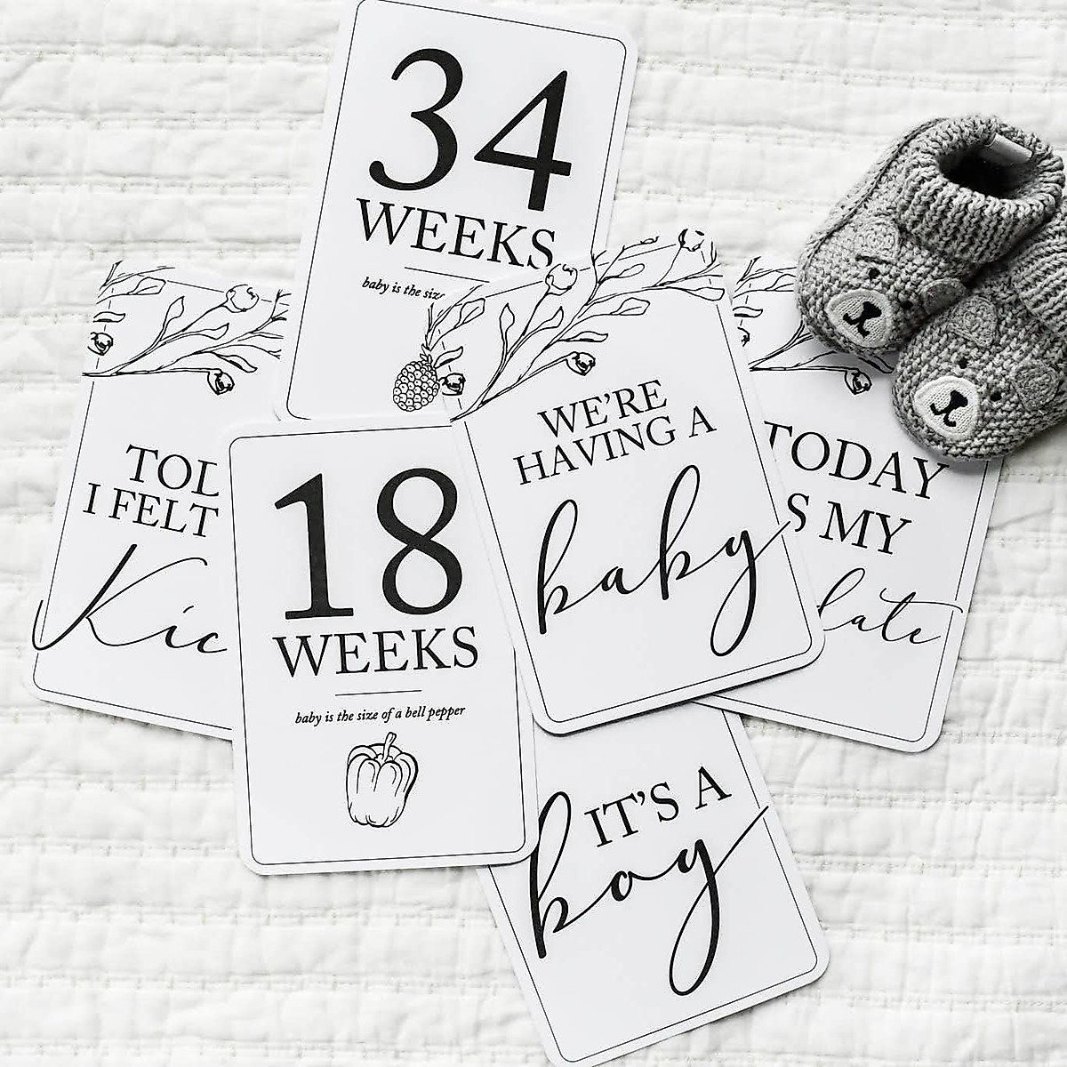 Baby Milestone Cards (19+11) - Weekly Baby Milestone Signs w/Hello World Newborn Sign, Pregnancy Announcement Sign - Giftable Baby Milestones Props