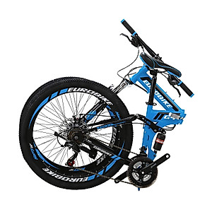 LZBIKE Bicycle G4 26-inch Bike Mountain Bike 26" 21speeds Dual Disc Brake Cycle Folding Mountain Bike Frame Shock Absorption Mountain Bike Blue