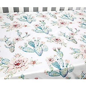 Sahaler Succulents Baby Crib Sheets for Boy Girl, Watercolor Cactus Fitted Crib Bed Mattress Sheets, Boho Baby Gift, Nursery Bedding fits Standard Crib Mattress 28x52 (Watercolor Cactus)