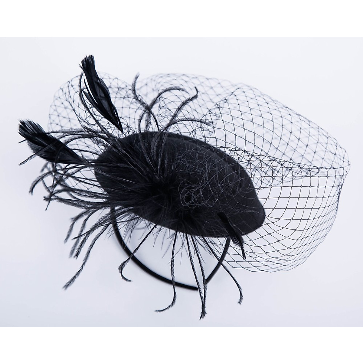 Cizoe Fascinators Hats 20s 50s Hat Pillbox Hat Cocktail Tea Party Headwear with Veil for Girls and Women(1-B1-black)
