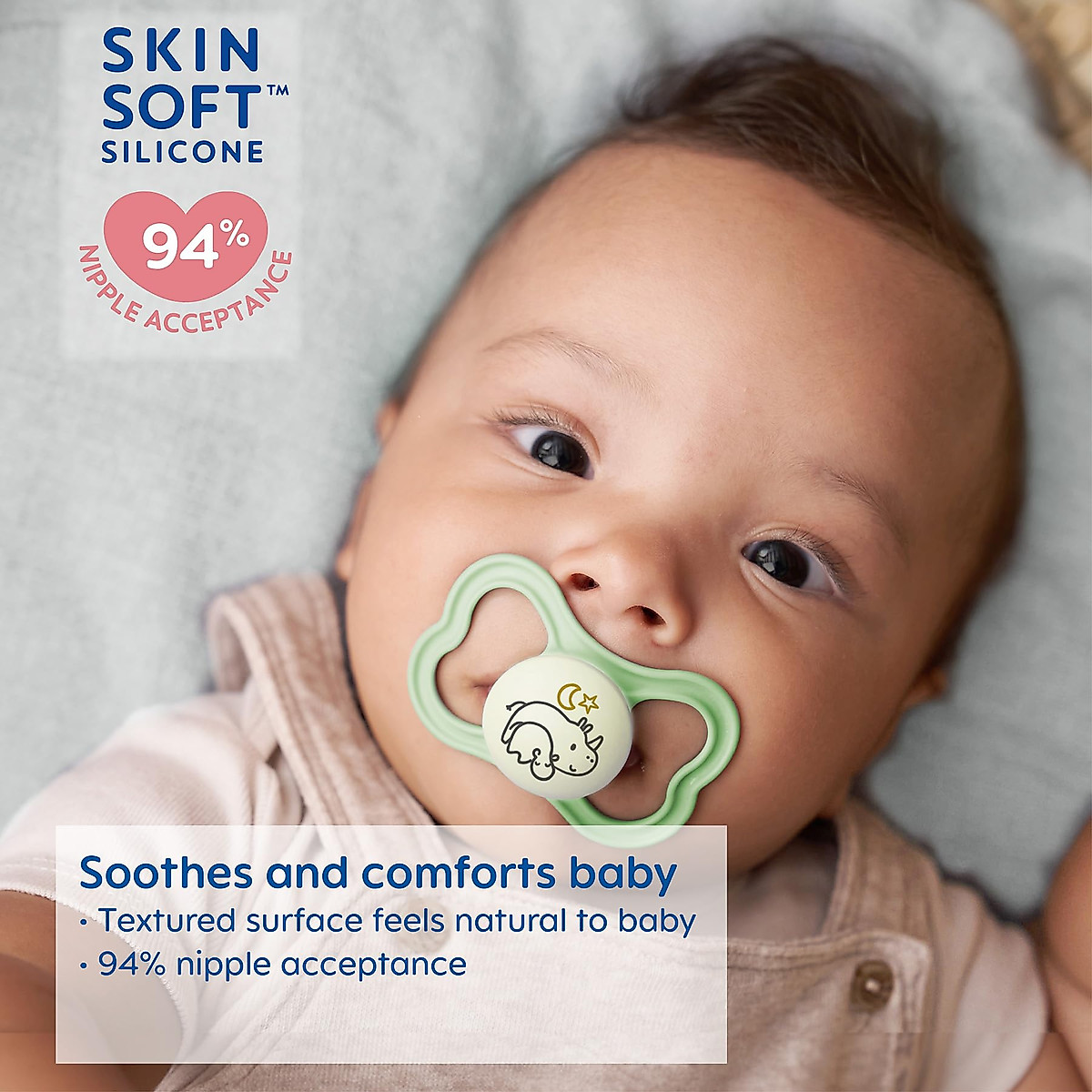 MAM Air Day & Night Baby Pacifier, for Sensitive Skin, Glows in The Dark, 3 Pack, 16+ Months, Boy,3 Count (Pack of 1)