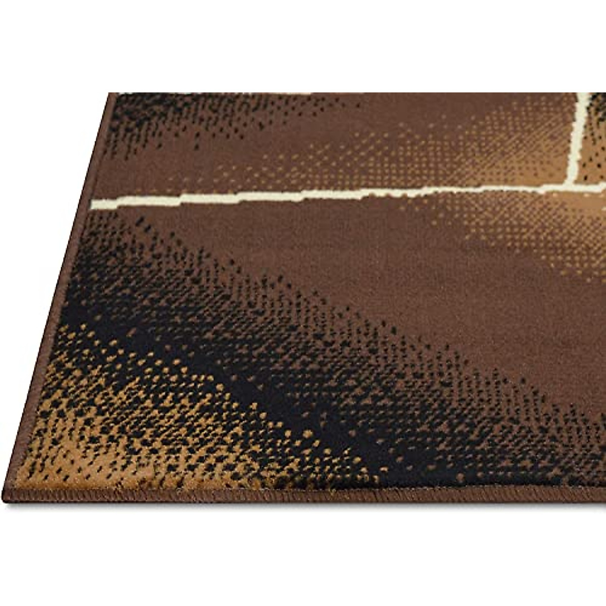 Modern Contemporary Geometric Blocks Abstract Lines Design Brown Area Rug, Perfect Hardwood, Tile, or Carpet Cover, Ideal for Bedroom, Kitchen, Living Room, Entryway, or Office (2’ X 7’ Runner)