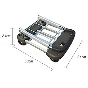 Generic Aluminum Folding Hand Truck Utility Dolly with 4 Wheels Heavy Duty Extendable Flatbed Trolley for Easy Transportation (A)