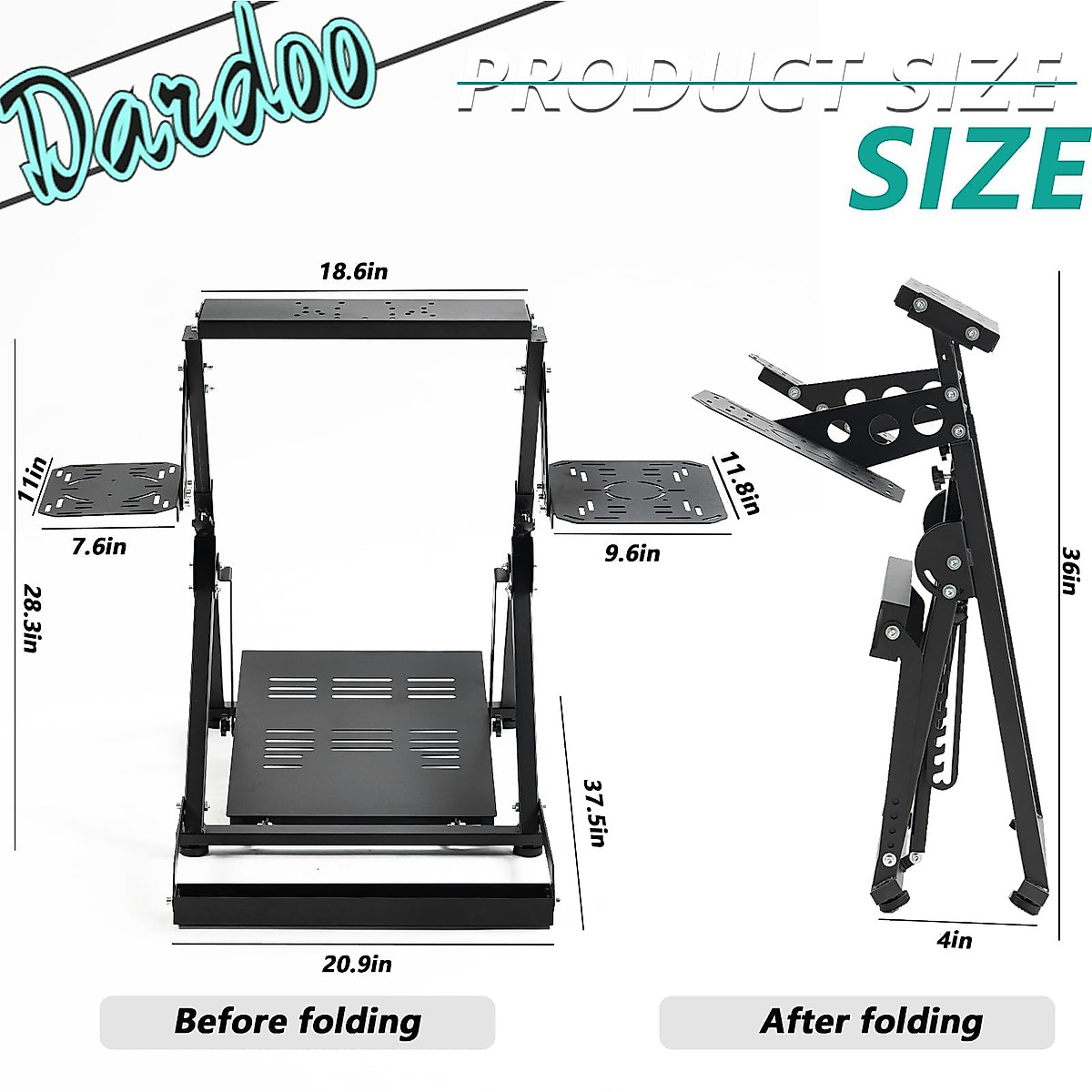 Dardoo G920 X Type Flight Racing Simulator Cockpit Frame Fit for Logitech/Thrustmaster G25 G27 G29 G923 T128X T248 T300 T458,Foldable Adjustable Driving Wheel Stand,No Wheel,Pedal,Handbrake & Shifter