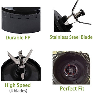 Blender Blade 6 Fins and 16oz Single Serve Cup Set, Replacement Parts Compatible with Ninja BL660 BL770 BL780 BL740 Professional Blenders