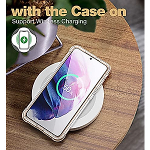 SURITCH Clear Case for Samsung Galaxy S21 5G,[Built in Screen Protector][Camera Lens Protection] Full Body Protective Hard Shell+Soft TPU Bumper Shockproof Rugged Cover for Galaxy S21 6.2" (Clear)