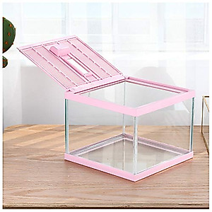 crapelles Reptile Tank Color Pink Spider Terrarium Container Tarantula Box cage Gecko Habitat Insect Enclosure Frog Carrier Tortoise Snail Container Fish Bowl Hermit Crab House Cricket breeding Box