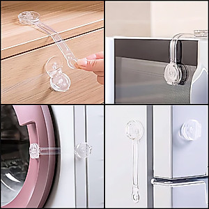 5Pcs Child Safety Locks Baby Safety Lock Transparent Child Safety Cupboard Door Lock for Fridge Cabinets Drawers Toilet Easy Install No Tools Needed