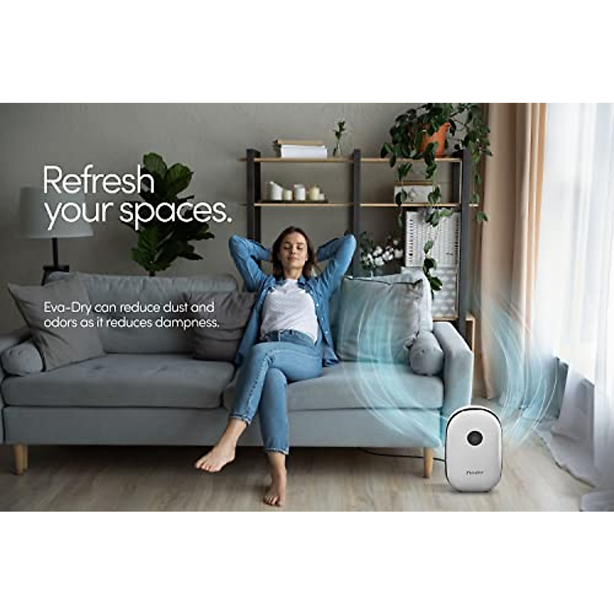 Eva-Dry Air Dehumidifier for Home – Portable Dehumidifier for Small & Medium Spaces Up to 2,500 Cubic Ft. – Quiet Dehumidifier for Basements, RVs, Bathrooms, Laundry Rooms, Campers, Bedrooms, & More