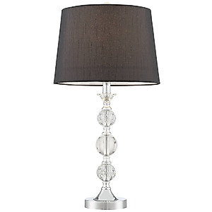 Regency Hill Gustavo Modern Glam Table Lamps 25.5" High Set of 2 with Table Top Dimmers Silver Crystal Black Tapered Drum Shade for Living Room Bedroom House Bedside Nightstand Home Office