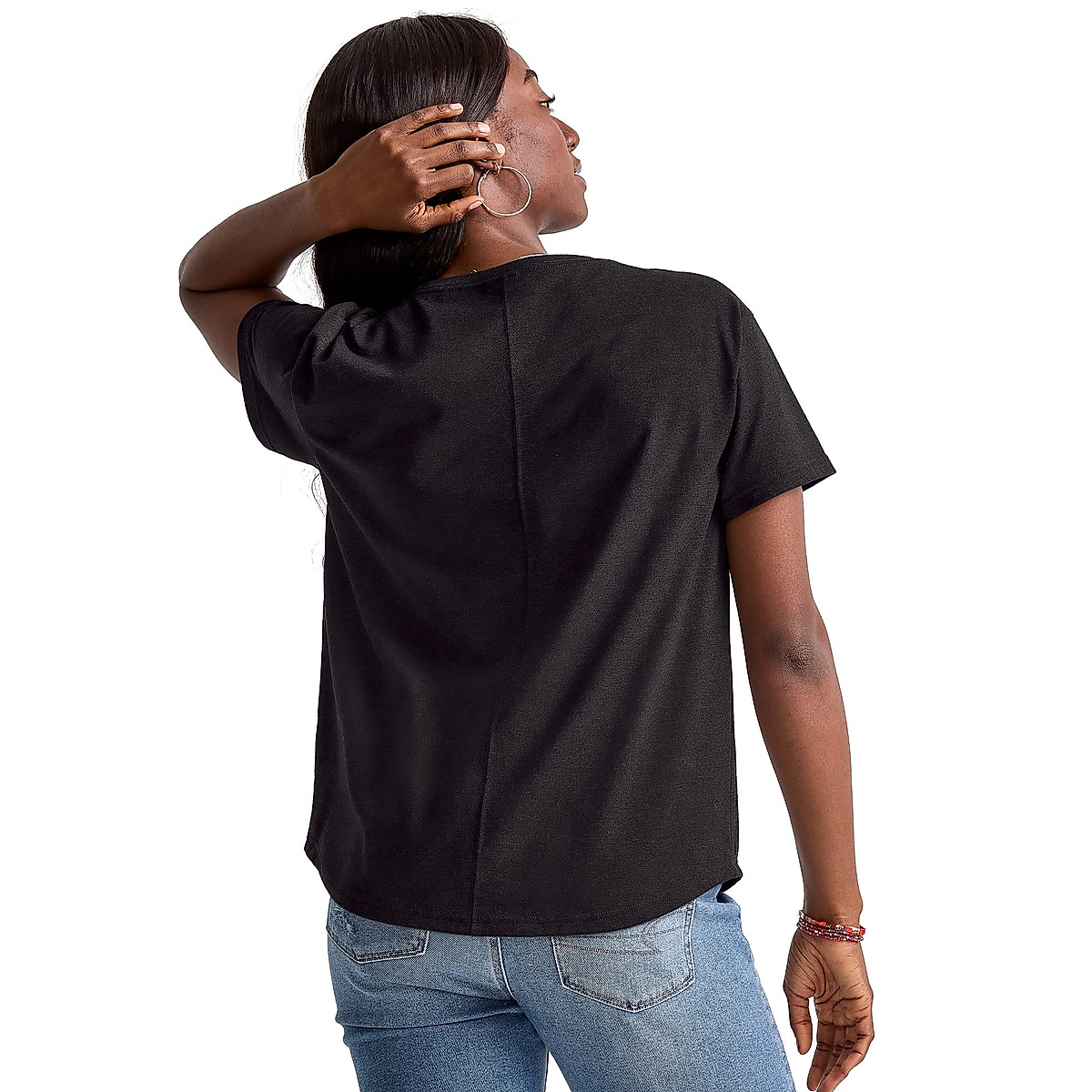 Hanes Comfortblend Standard Originals Oversized T-Shirt, Cotton Crewneck Tee for Women, Plus, Black, Medium