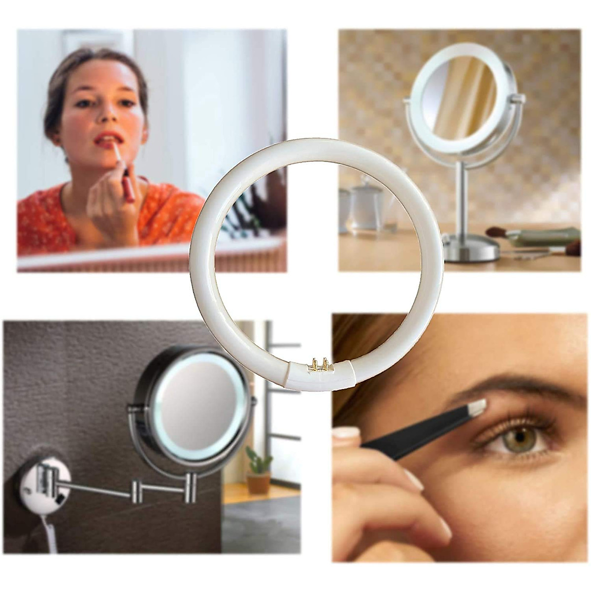 Konideke 5.5 Inch Outside Diameter,T4 12W 6400K Circular Fluorescent Bulb,Replacement for Conair Round Makeup Mirror