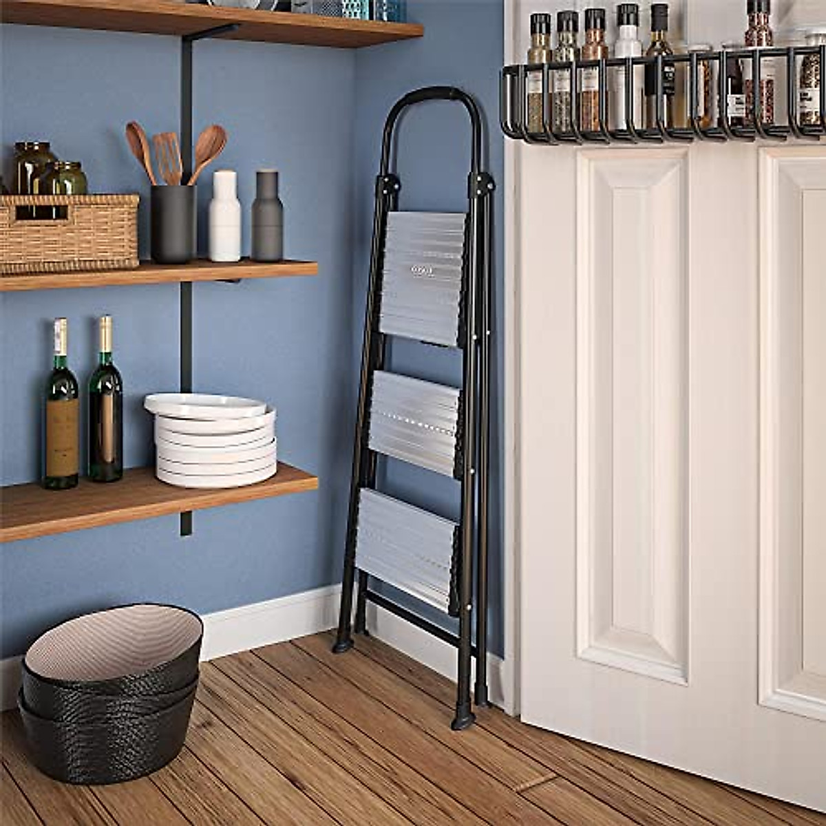 COSCO Three Step Folding Step Stool with Rubber Hand Grip