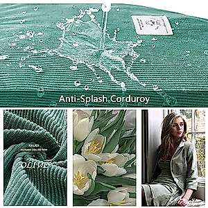 KALIDI Corduroy Tote Bag, Zipper Messenger Bag Shoulder Hobo Anti Splash Crossbody Bag Casual Work Shopping Women Frost Green