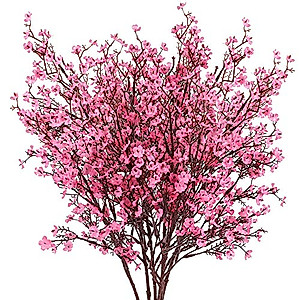 AILANDA 6 Bundles Artificial Flowers Gypsophila Bouquets Pink Valentine's Day Floral Arrangements Baby Breath Bush Real Touch Silk Floral for Wedding Table Centerpieces Party Home Garden Farmhouse