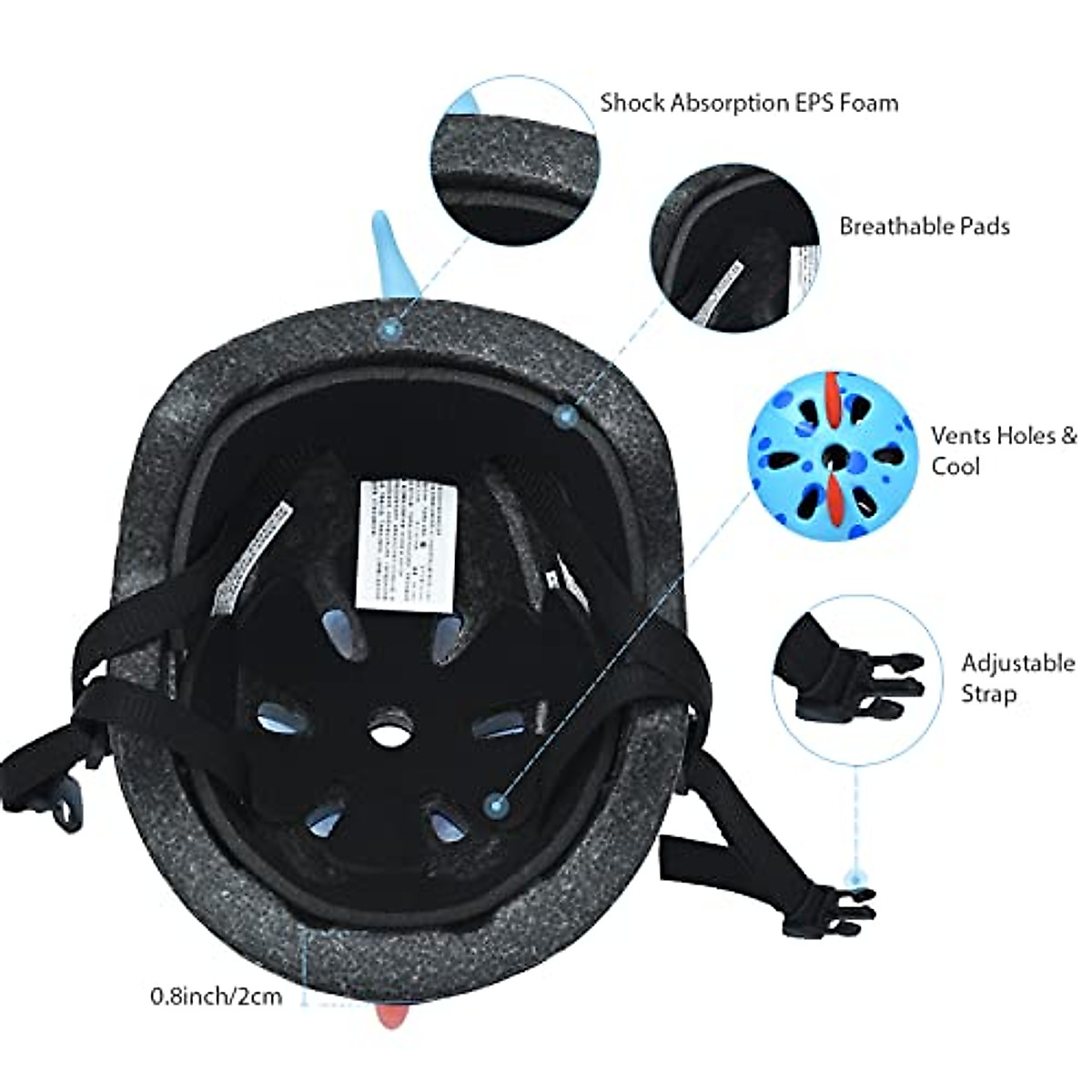 Kids Bike Helmet,Lovely Blue Dinosaur Kids Helmet Ages 2-4 Years Old Boys Girls Sports Helmet for Balance car, trikes, Scooters, Bike and Other Outdoor Sports