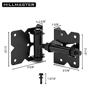 2 Pack Self Closing Gate Hinges for Wooden Fences Heavy Duty Solid Vinyl Fence Gate Closer Hinges with 22 Screws Swing Adjuster Tool 90 Degree Tension Boerboel Gate Hardware Kit Black Finish