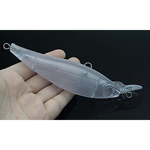 5PCS Unpainted Fishing Lure Blanks 28.97g 14.7cm with 10mm Free Fishing Eye Crankbait Baits Simulation Blank Body Clear Hard Baits Trout Salmon Minnow Lure Popper Lures Topwater Freshwater 8025