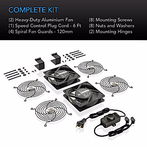 AC Infinity AXIAL S1225D, Dual 120mm Muffin Fan with Speed Controller, UL-Certified for Doorway, Room to Room, Wood Stove, Fireplace, Circulation Projects