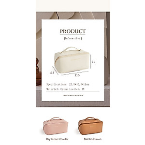 DqsWko Large Capacity Travel Cosmetic Bag, Cosmetic bags for women, Makeup Bag, Multifunctional Storage Makeup Bag PU Leather Makeup Bag, with Handle and Divider Travel Cosmetic Bags for Women(Pink)