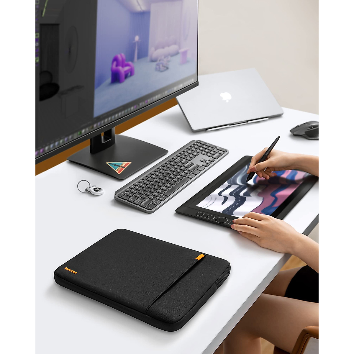 tomtoc 360 Protective Laptop Sleeve for 14-inch MacBook Pro M2/M1 Pro/Max A2779 A2442 2023-2021, 13-inch MacBook Air M2/A2681 with Hard Shell Case, Water-Resistant MacBook Case with Accessory Pocket