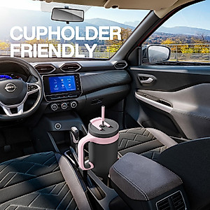 POWCAN 40 oz Tumbler with Handle, 2-in-1 Straw and Sip Lid, Leakproof, Dishwasher Safe, Insulated Stainless Steel Travel Coffee Mug, Keeps Cold for 34 Hours, Fits in Car Cup Holder (Barbie)