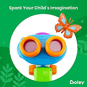 Boley My First Microscope Kit - STEM Science Learning Microscope for Kids with Binocular Viewer and Realistic Butterfly Toys - Educational Beginners Set for Toddler and Preschool Aged Children