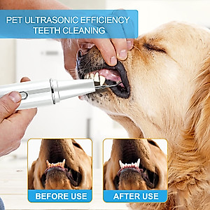 Ninibabie Dog Tooth Brusing Kit,Plaque and Tartar Remover for Teeth,Pet Dental Care Kit,4 Modes Pet Ultrasonic Tooth Cleaner,Dog Toothbrush,Dental Care for Dogs