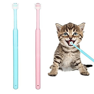 Mozeat Lens Small Dog&Cat Toothbrush,2 Pack 360 Degree Soft Silicone Pet Toothbrush Cat Dental Care Dog Oral Hygiene Deep Clean Pet Teeth Cleaning Kit (Small Size)