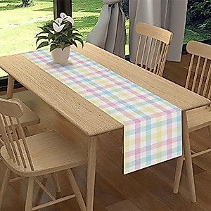 Linen Buffalo Check Plaid Spring Table Runner 72 Inches Long Farmhouse Spring Summer Easter Table Decoration for Home Kitchen Dining Room