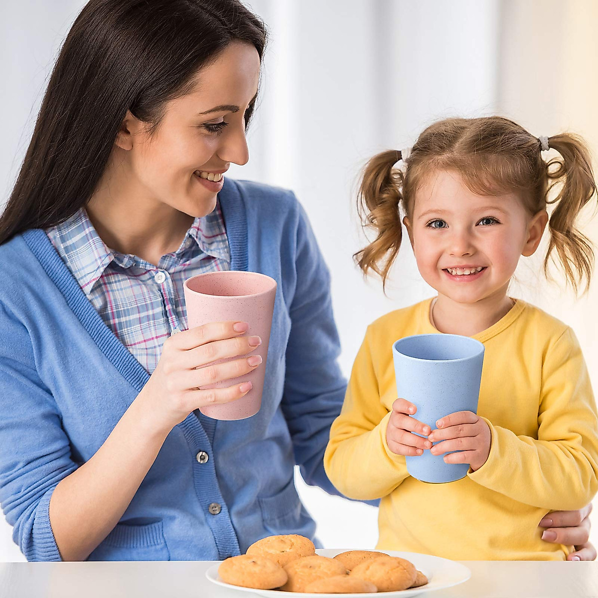 8 Pieces Colorful Drinking Cups 16 oz Unbreakable Reusable Drinking Cup Stackable Healthy Tumbler Water Coffee Milk Tea Cups for Home Kitchen Parties Camping Supply