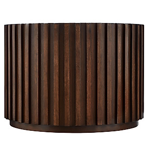 Round Wood Coffee Table Set of 2, Handcraft Drum Side Table End Table for Living Room, Modern Circle Wooden End Table Set for Small Space, No Need Assembly(Deep Brown,31x31x16 in)