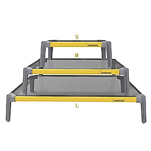 ROODO Elevated Dog Bed Cooling Raised Dog Bed Aluminum Frame and Durable Teslin Mesh Fabric Pet Cot Easy Installation Without ToolsUnique Design of Non-Slip Feet Pet Bed Indoor or Outdoor Used Medium