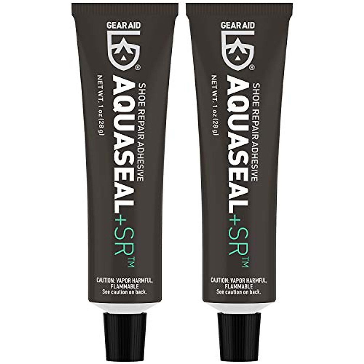 GEAR AID Aquaseal SR Shoe Repair Adhesive For Fixing Holes in Hiking, Work, Boots, Rainboots, Shoes, Soles and Rebuild Heels, Clear, 2 Pack