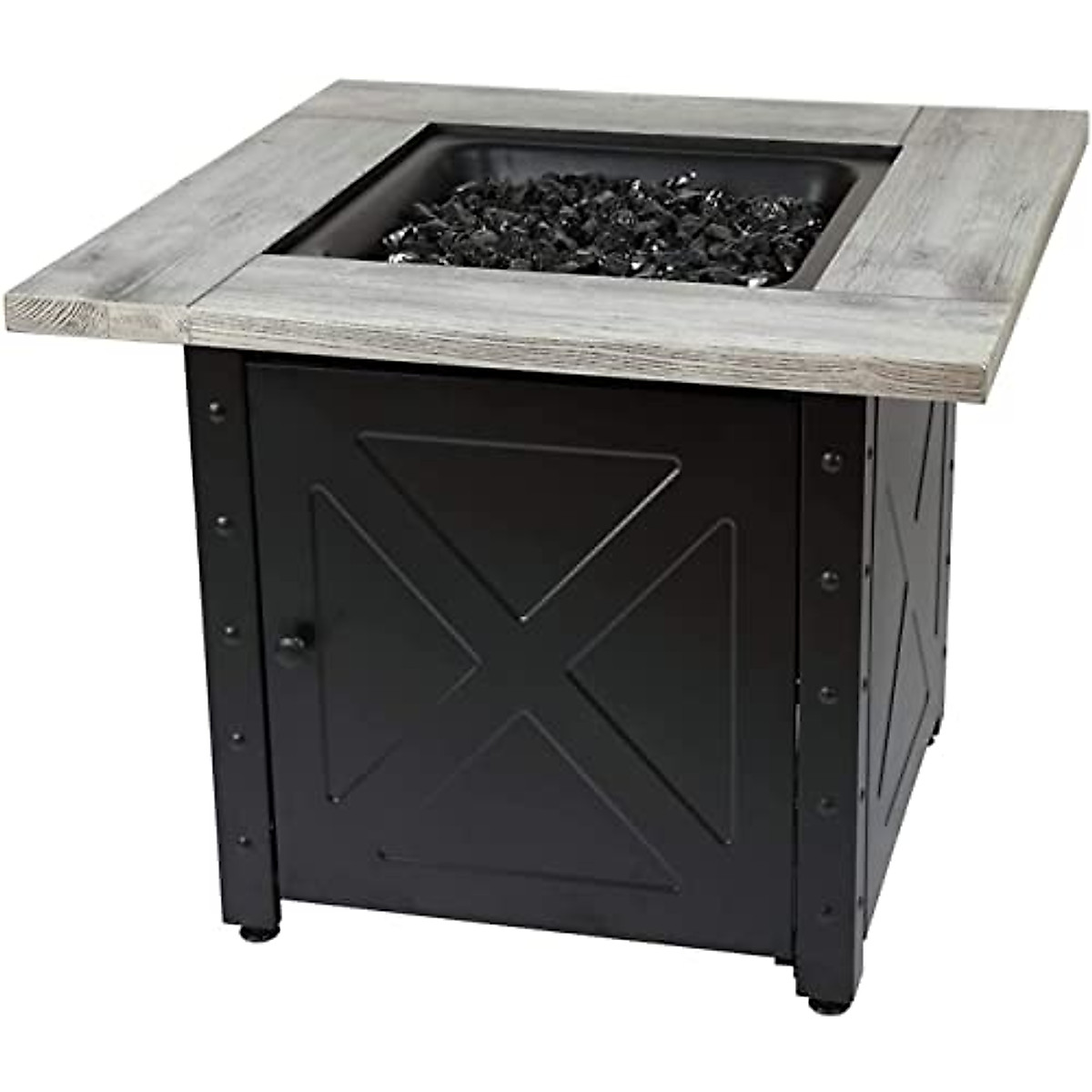 Endless Summer, The Mason, Square 30" Outdoor Propane Fire Pit, Includes Black Fire Glass, Matching Table Insert, & Protective Cover